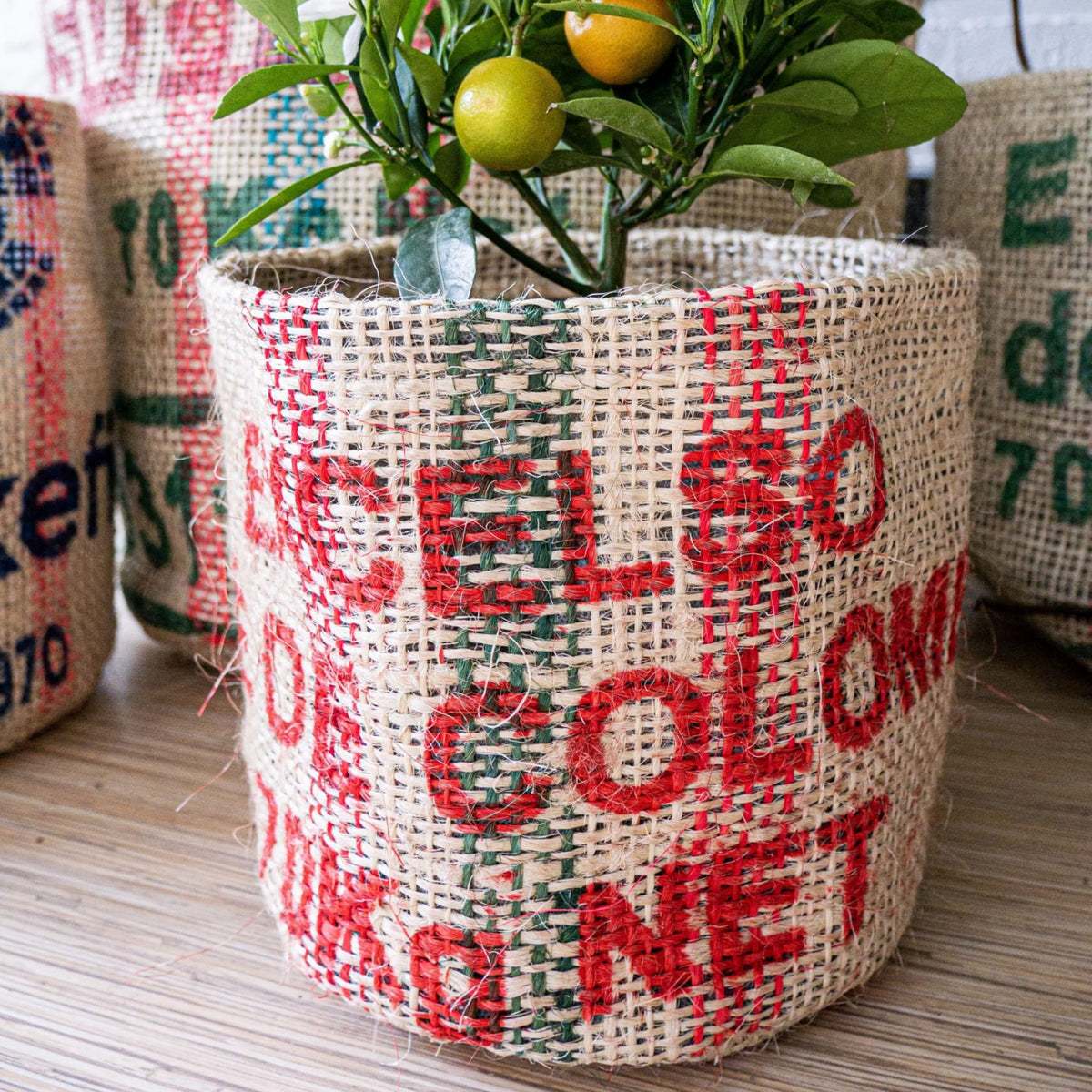 Plant Pot Covers - Handmade from 100% Upcycled Hessian Fabric – Blue ...